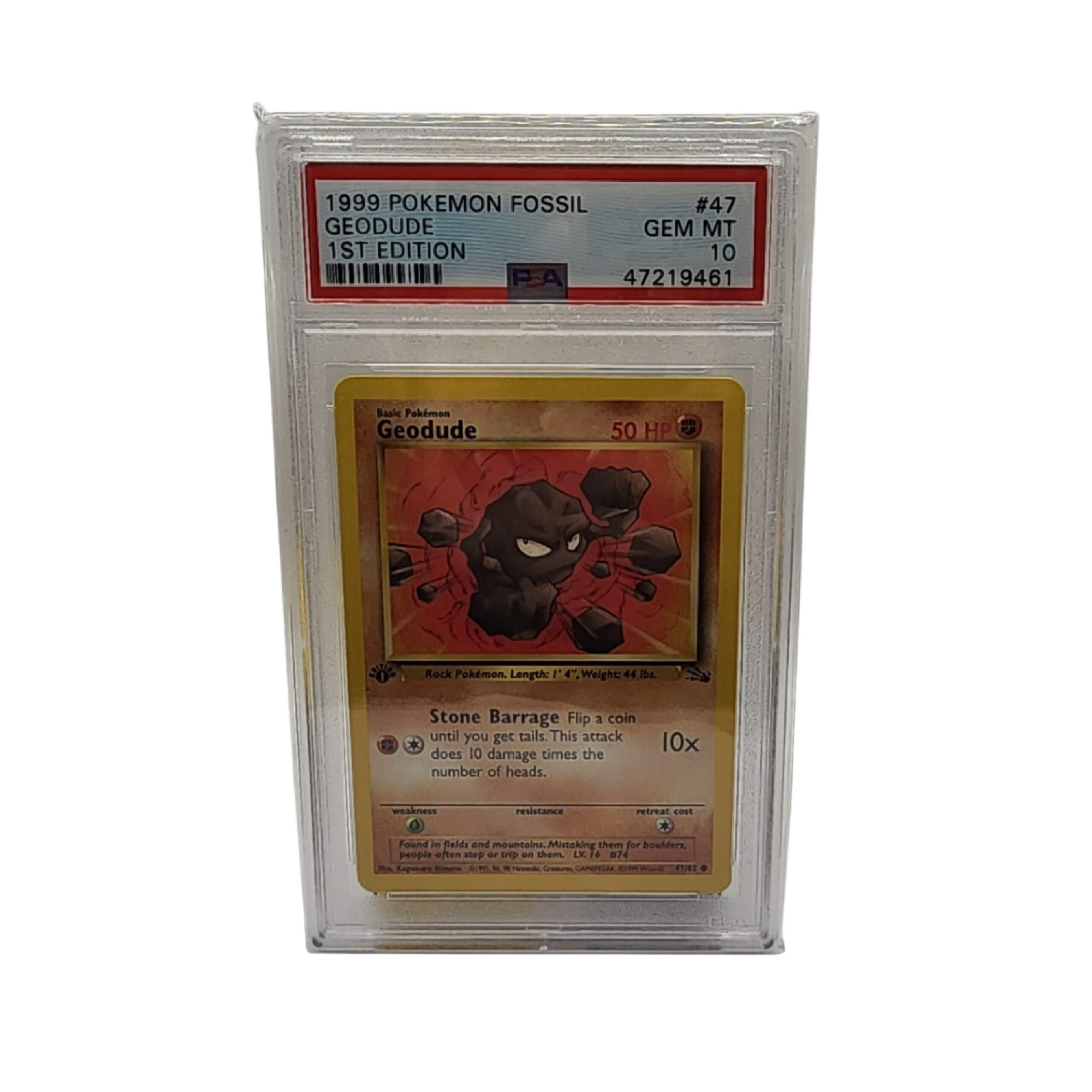 1999 Pokemon Fossil 1st Edition Geodude #47 PSA 10 - Pokeverse